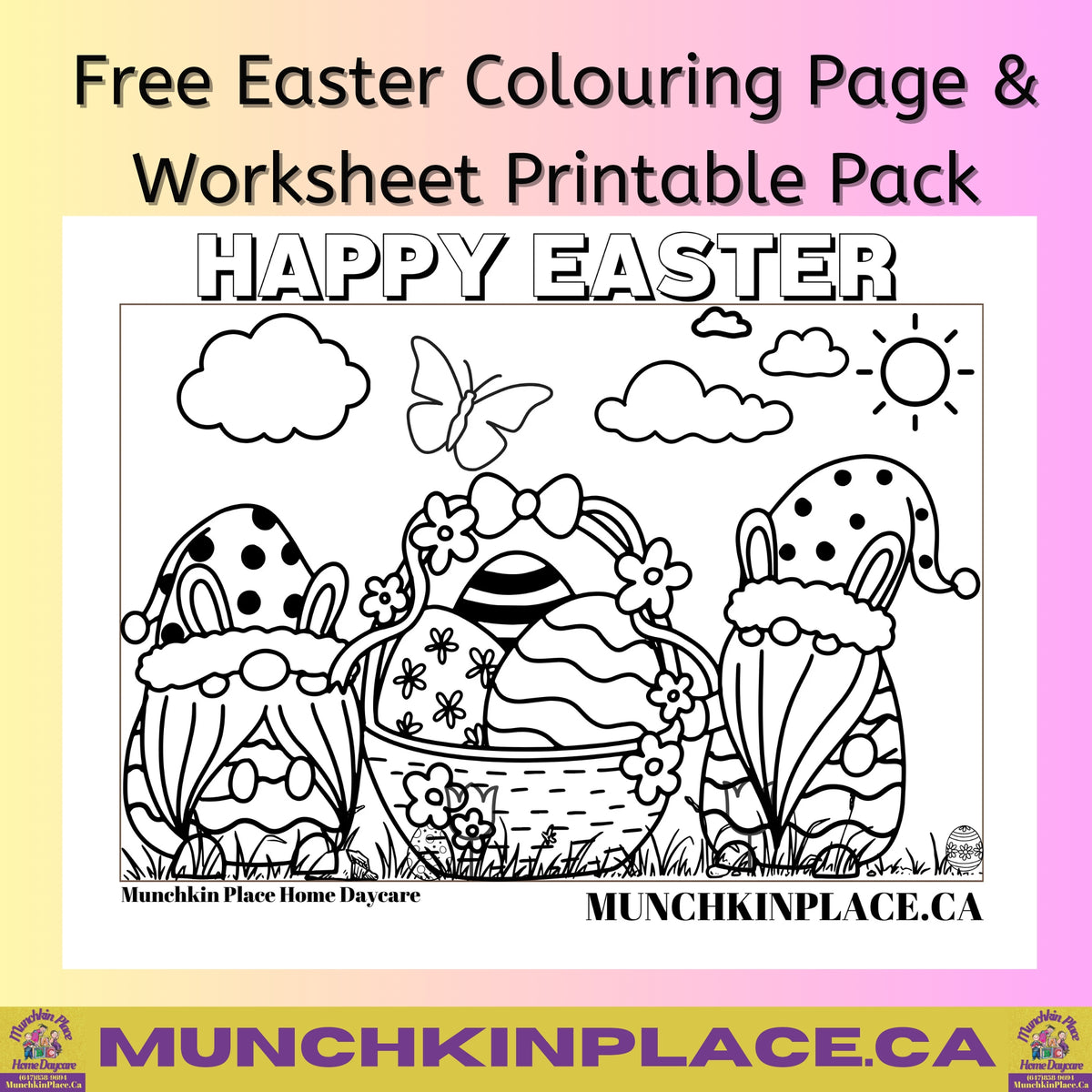 Free Easter Colouring Page and Worksheet Printable – Munchkin Place Shop