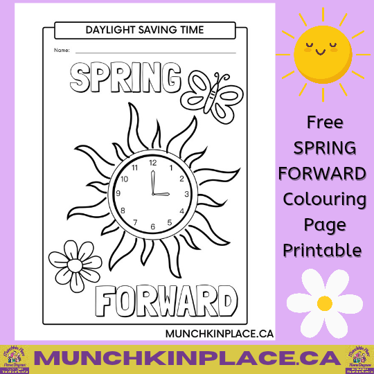 Spring Forward Colouring Page Free Printable – Munchkin Place Shop